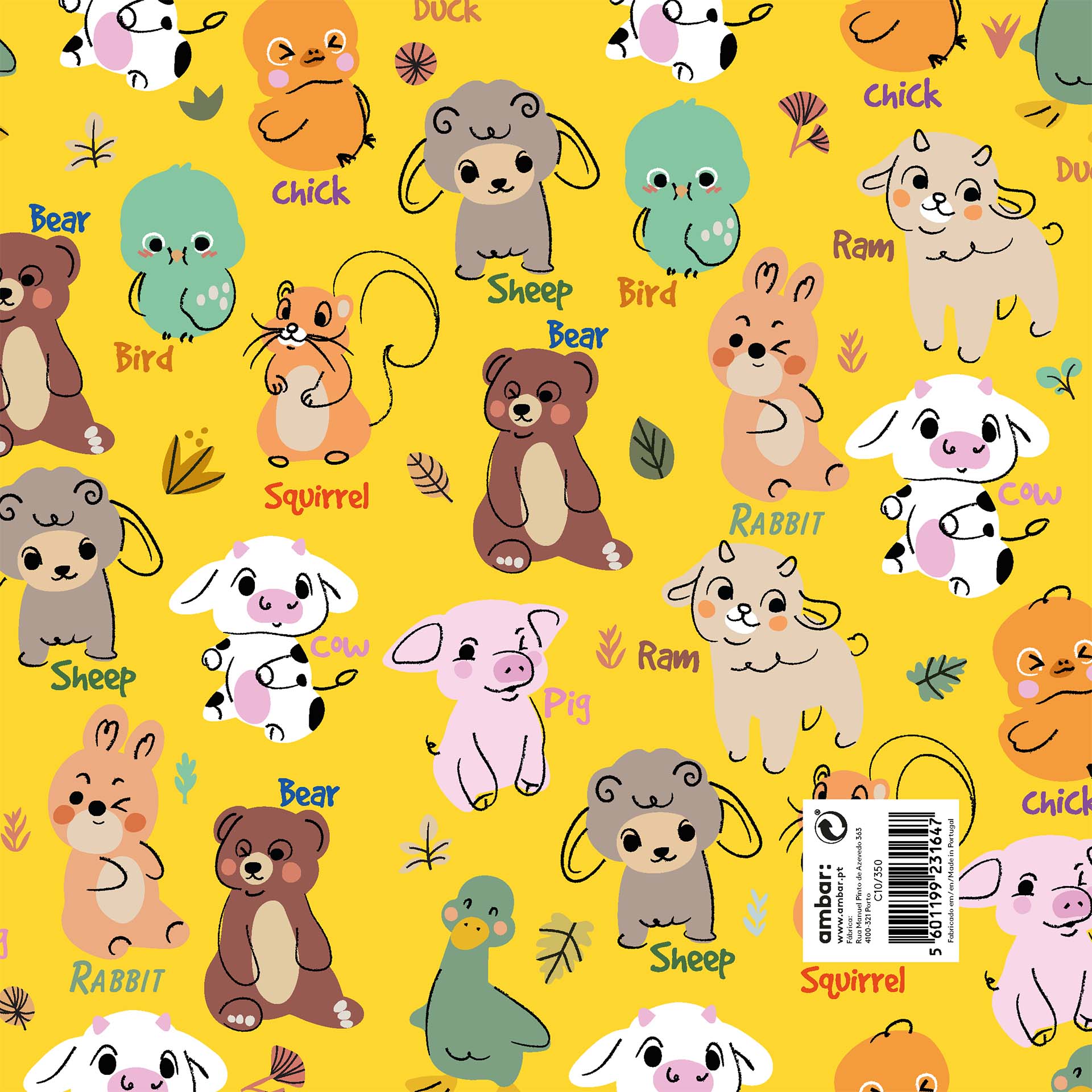 Resma de 25 Folhas de Papel Infantil Little Animals C10/350 – ambar